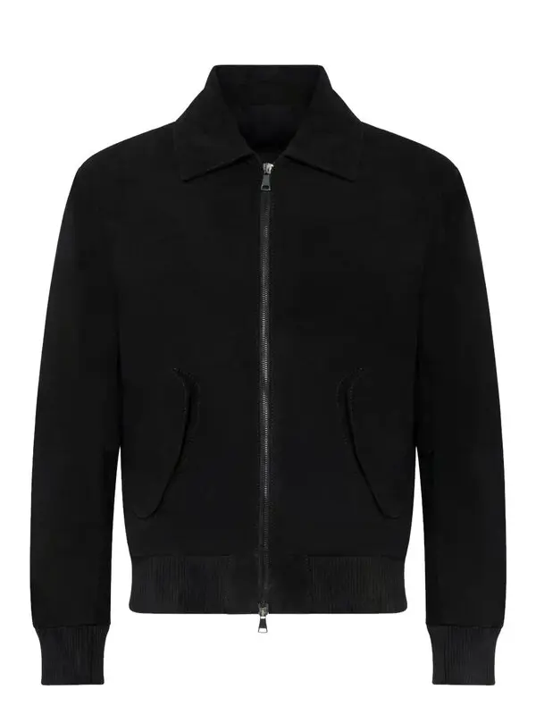 FRANZESE COLLECTION Leather Zip Jacket - Black
