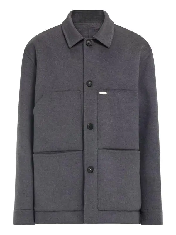 FERRAGAMO Button Patch Shirt Jacket - Grey