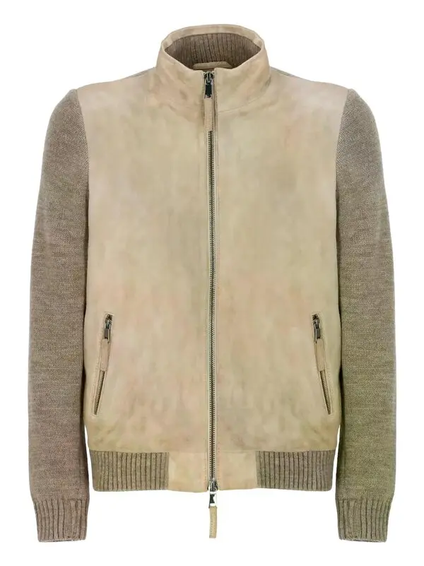 THE JACK LEATHERS High-neck Zip Leather Jacket - Neutrals