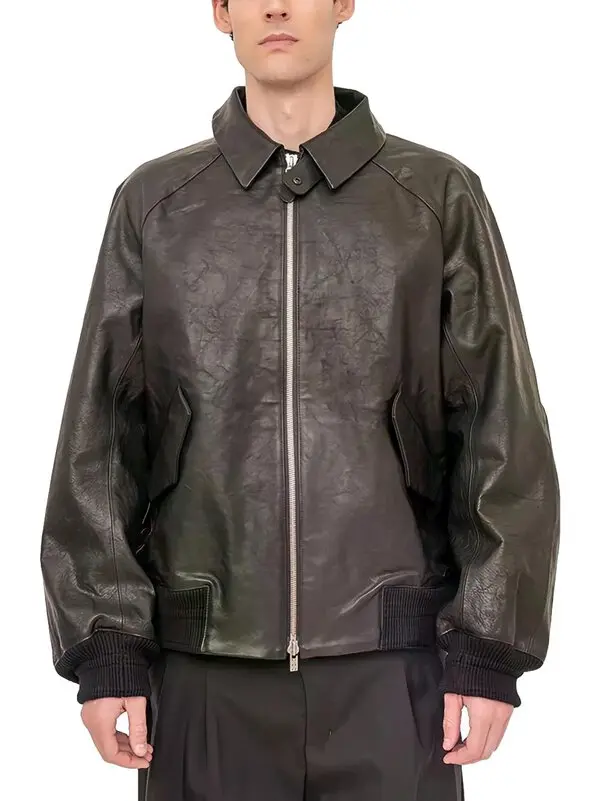 DEVOA Zip-up Leather Jacket - Black