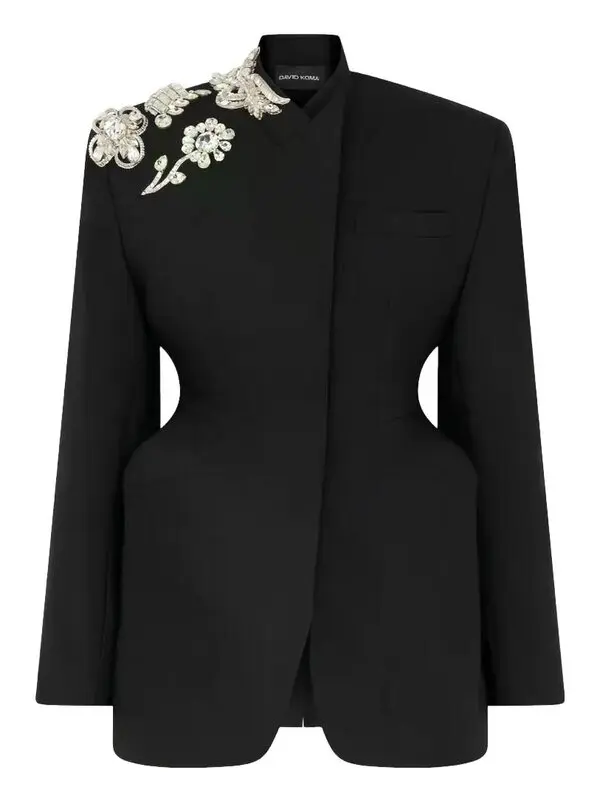 David Koma Cut-out Sleeve V-neck Jacket - Black