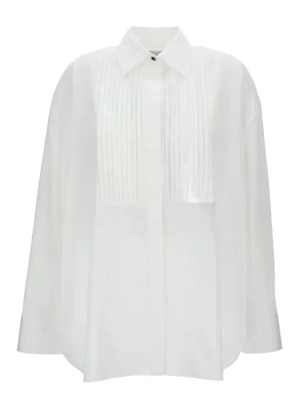 GOLDEN GOOSE Popeline Pleated Jewel Button Shirt - White