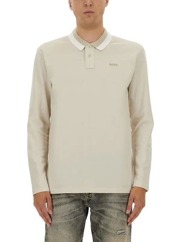 BOSS Polo Shirt "peoxfordlong - Beige