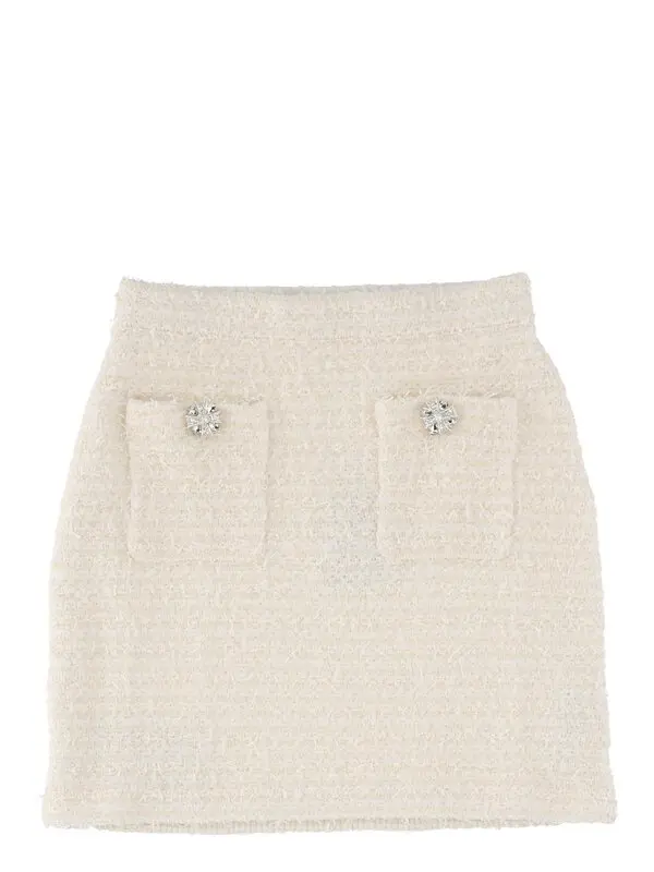 SELF-PORTRAIT Wool Miniskirt - Ivory