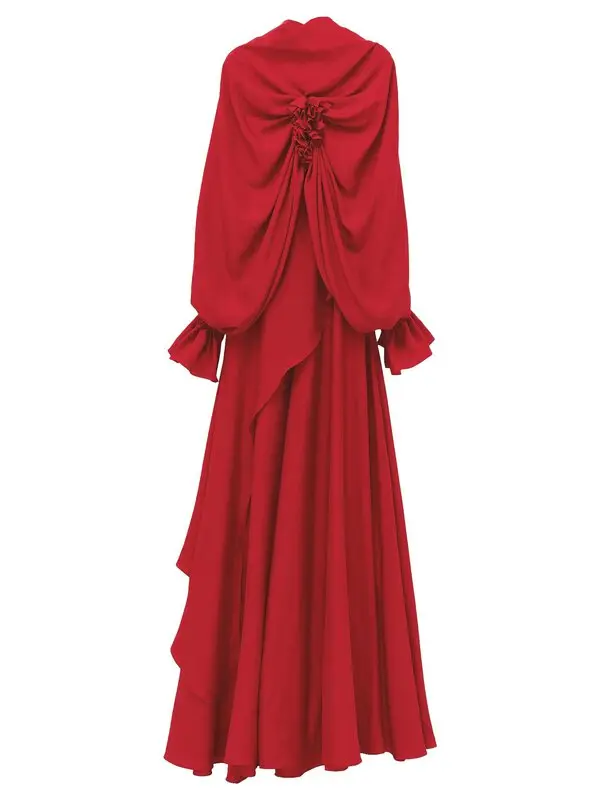 Alexander McQueen Draped Long Evening Dress - Red