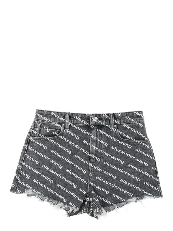 Alexander Wang Logo Denim Shorts - Grey