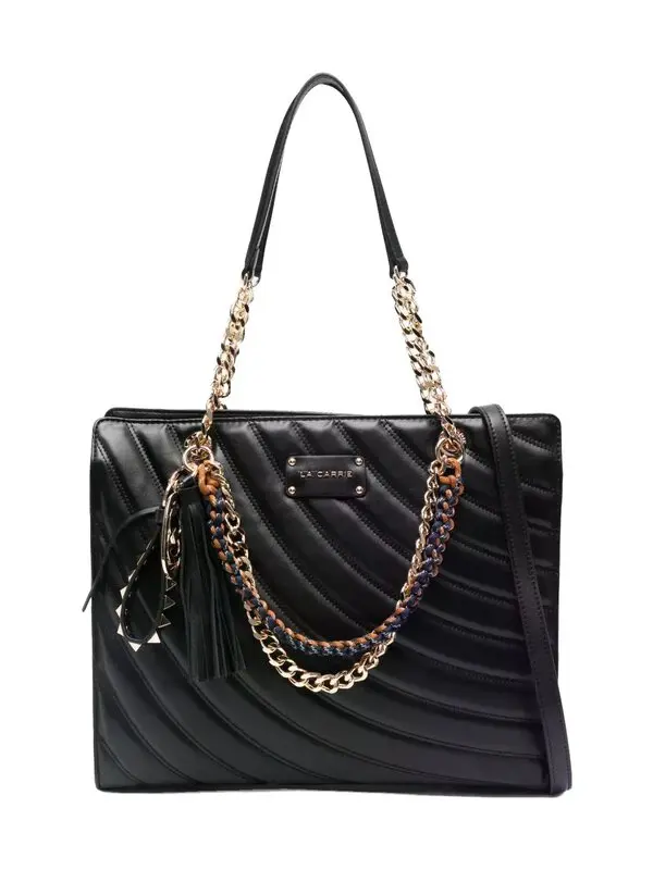 LA CARRIE Quilted Chain Shoulder Bag - Black
