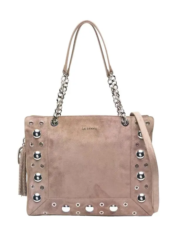 LA CARRIE Studded Chain Shoulder Bag - Neutrals
