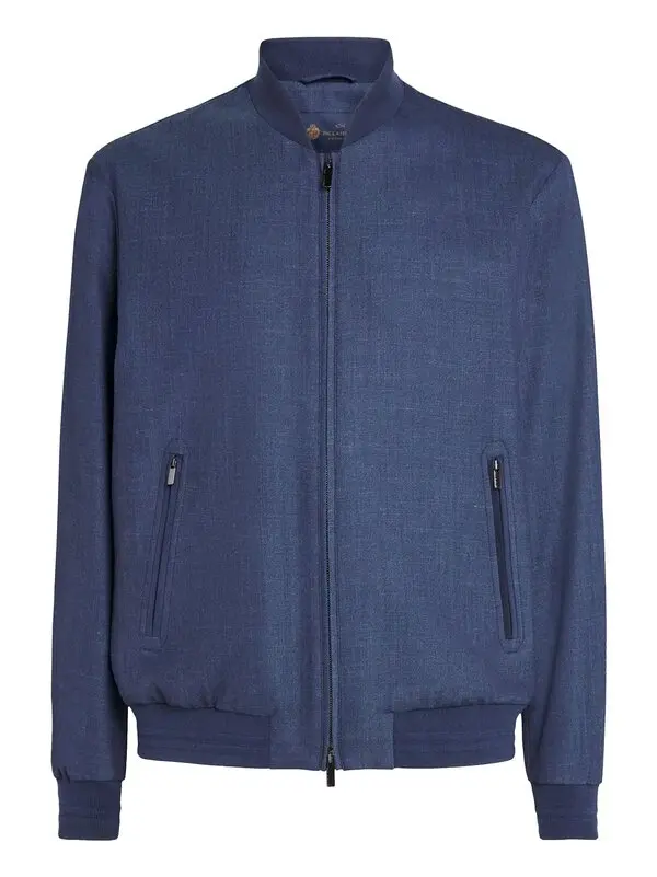 Paul & Shark Wool-silk-linen-blend Bomber Jacket - Navy