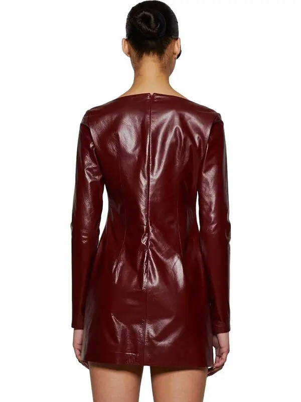 Zeynep Arçay Ballerina Leather Mini Dress - Maroon