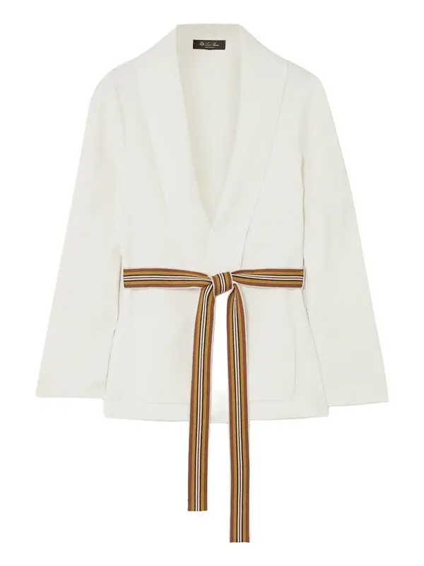 Loro Piana Belted Silk And Cotton-blend Cardigan - Ivory