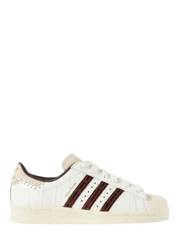 Adidas Originals By Alexander Wang Wales Bonner Superstar Croc-effect Leather Sneakers - Cream