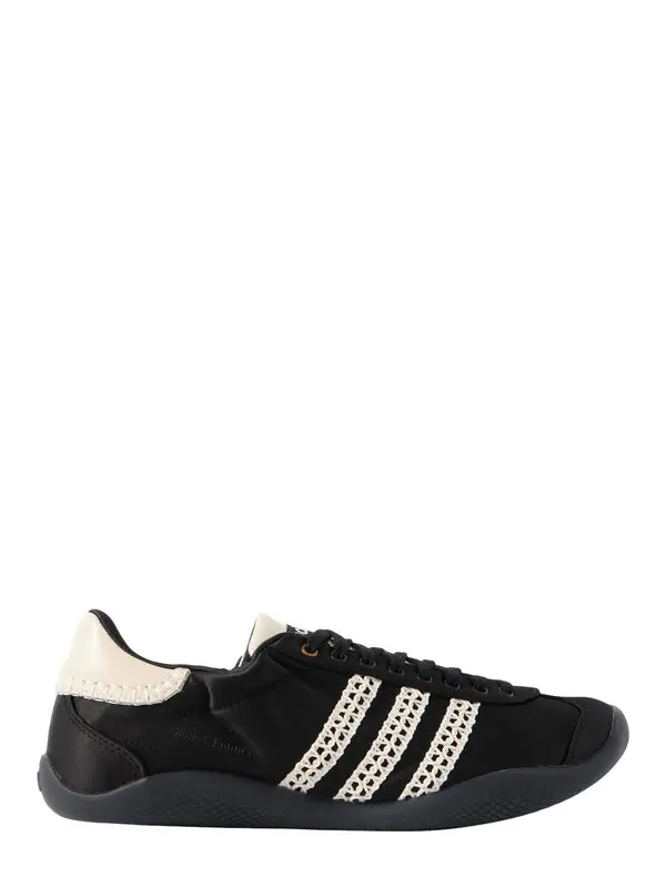 Adidas Originals By Alexander Wang Wales Bonner Karintha Leather And Crochet-trimmed Satin Sneakers - Black