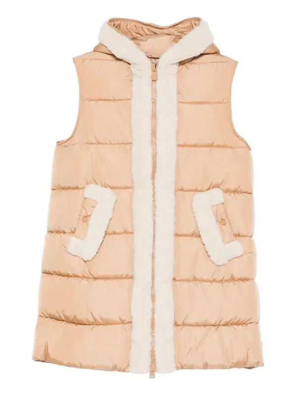 SAVE THE DUCK Dolce Vest With Fur - Beige