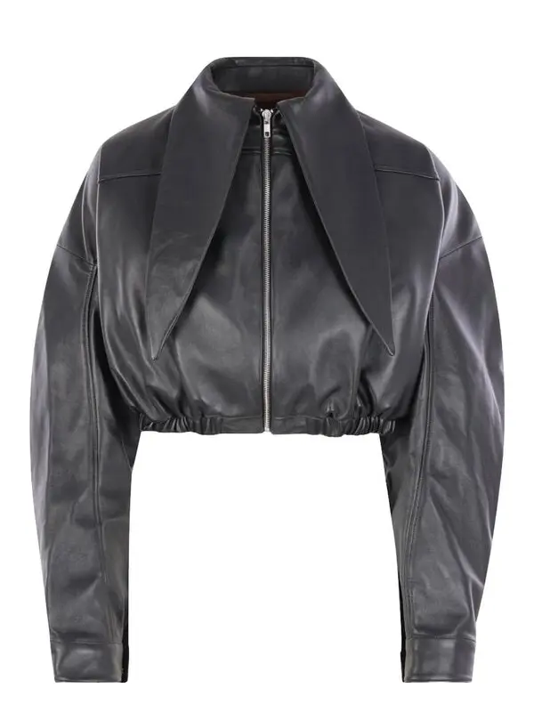 ZOMER Cropped Leather Jacket - Black