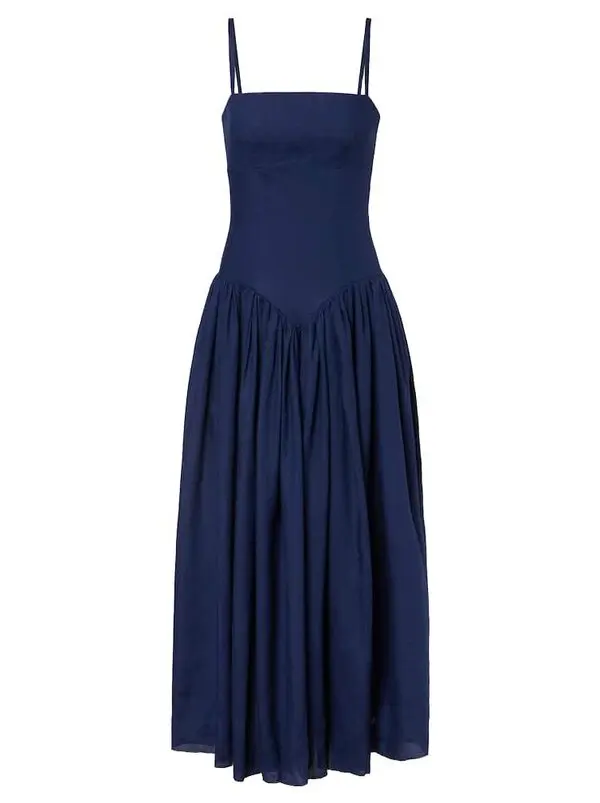Gabriela Hearst Oriana Linen Maxi Dress - Blue