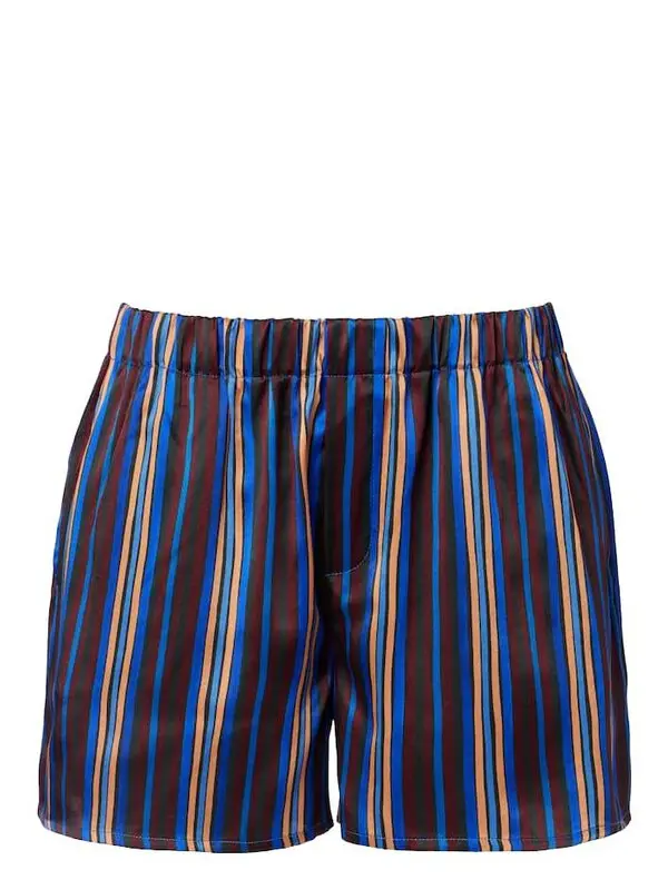 Asceno Franca Striped Silk Charmeuse Pajama Shorts - Multicoloured
