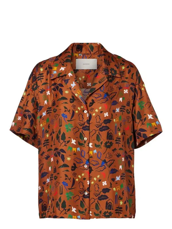 Asceno Prague Printed Silk Twill Shirt - Brown