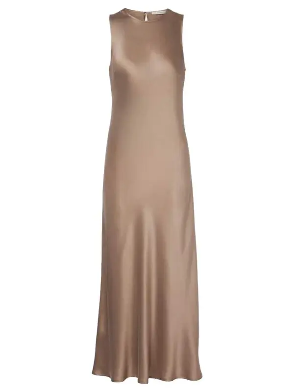 Asceno Valencia Silk Charmeuse Maxi Dress - Grey
