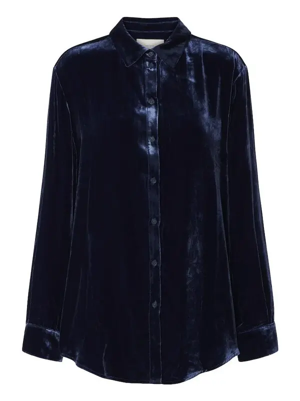 Asceno London Velvet Shirt - Blue