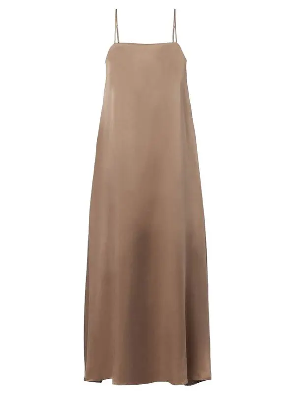 Asceno Melfi Silk Twill Maxi Dress - Grey
