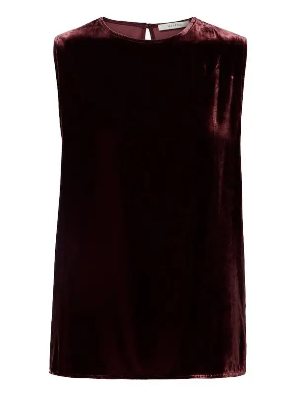 Asceno Trento Velvet Tank Top - Burgundy