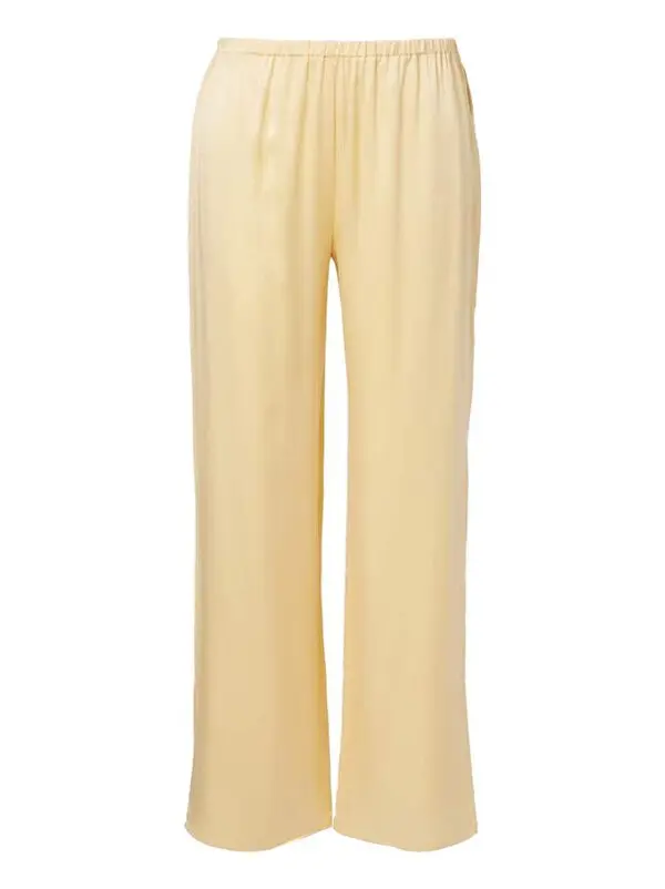 Asceno Loreto Silk Charmeuse Wide-leg Pants - Yellow