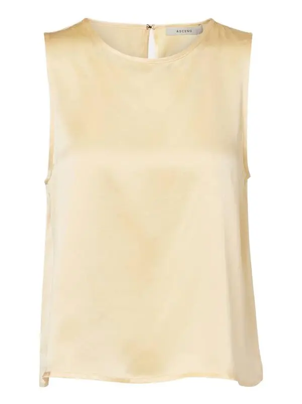Asceno Sofia Silk Charmeuse Tank Top - Yellow