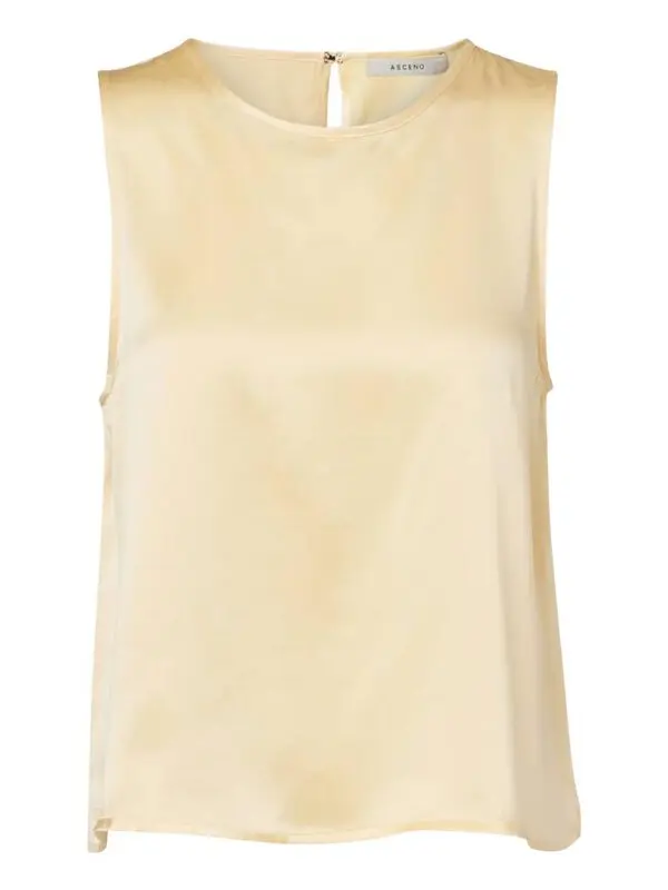 Asceno Sofia Silk Charmeuse Tank Top - Yellow