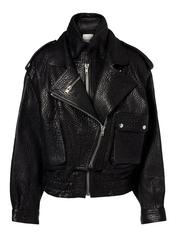 Isabel Marant Aneli Leather Biker Jacket - Black