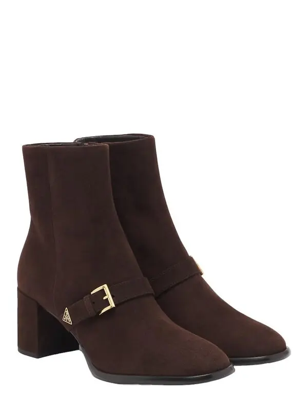 Prada Suede Ankle Boots - Brown