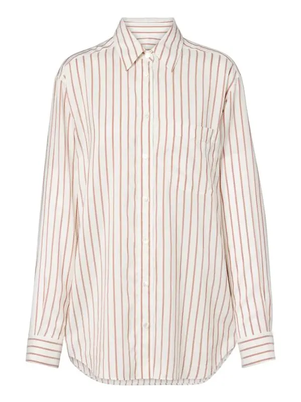 THE ROW Gavina Striped Silk Shirt - Beige