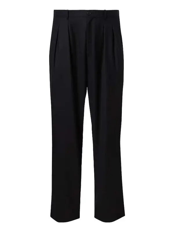 THE ROW Corley Virgin Wool Flannel Wide-leg Pants - Black