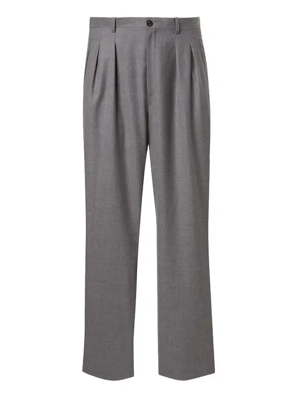 THE ROW Corley Virgin Wool Flannel Wide-leg Pants - Grey