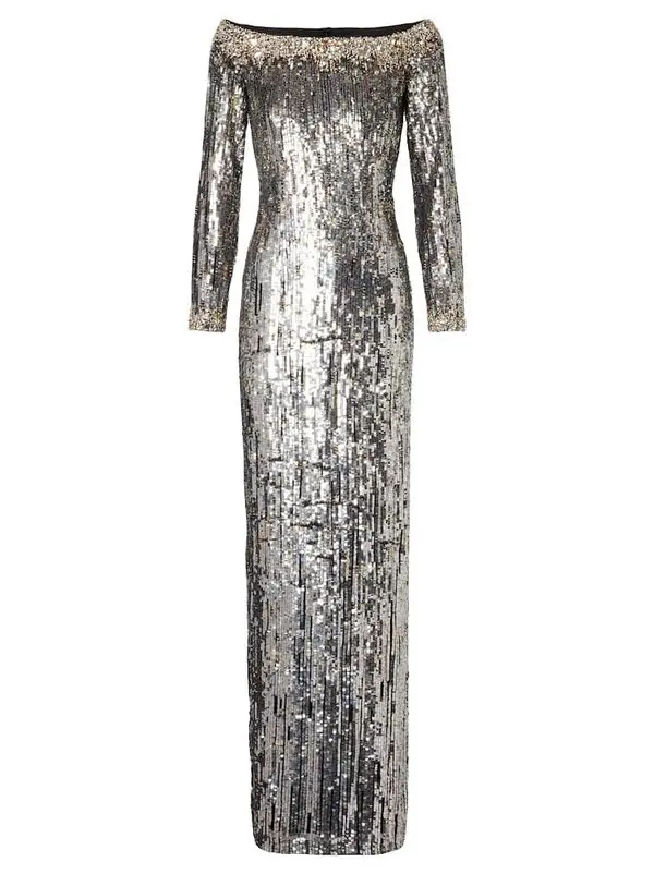 Jenny Packham Marine Sequined Gown - Silver