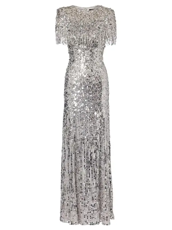 Jenny Packham Eugenie Sequined Gown - Grey