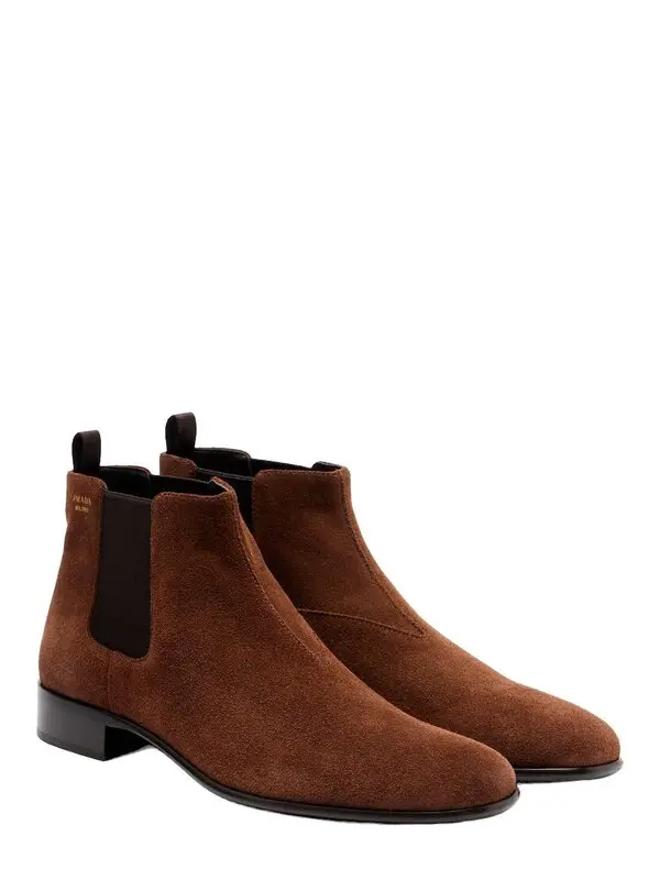 Prada Suede Chelsea Boots - Brown