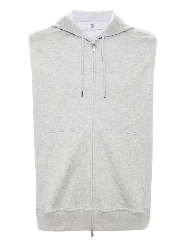 Brunello Cucinelli Sleeveless Cotton-cashmere Hoodie - Grey