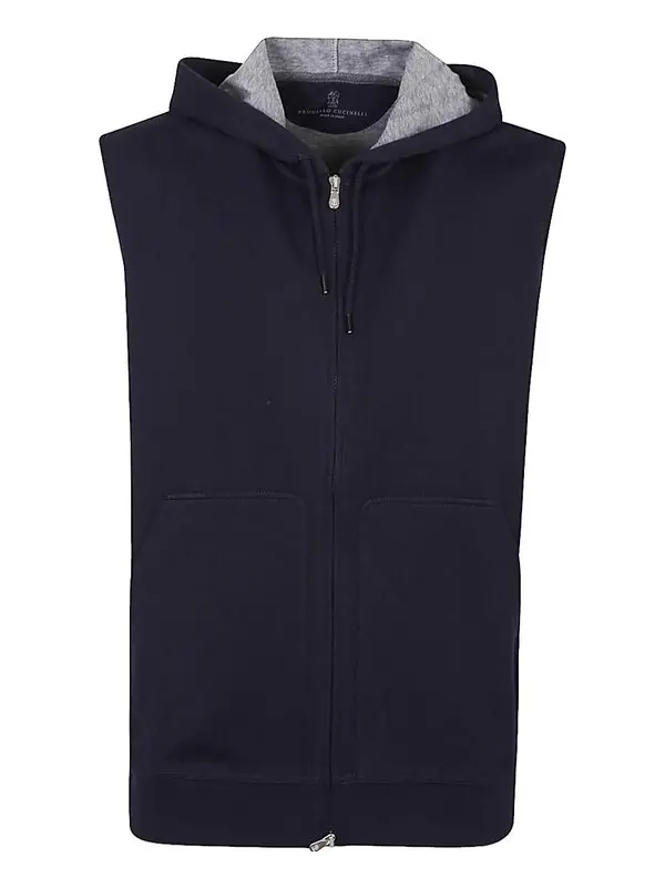 Brunello Cucinelli Sleeveless Hoodie - Blue
