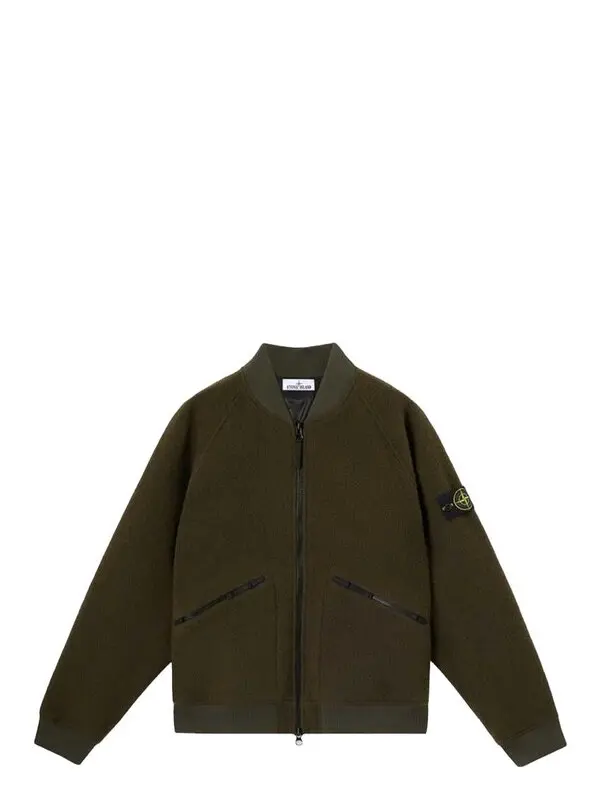 Stone Island Quilted Wool-blend Bomber Jacket - Military Green