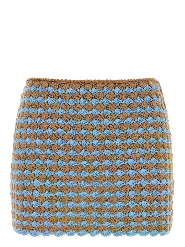 Prada Crochet-knit Mini Skirt - Brown