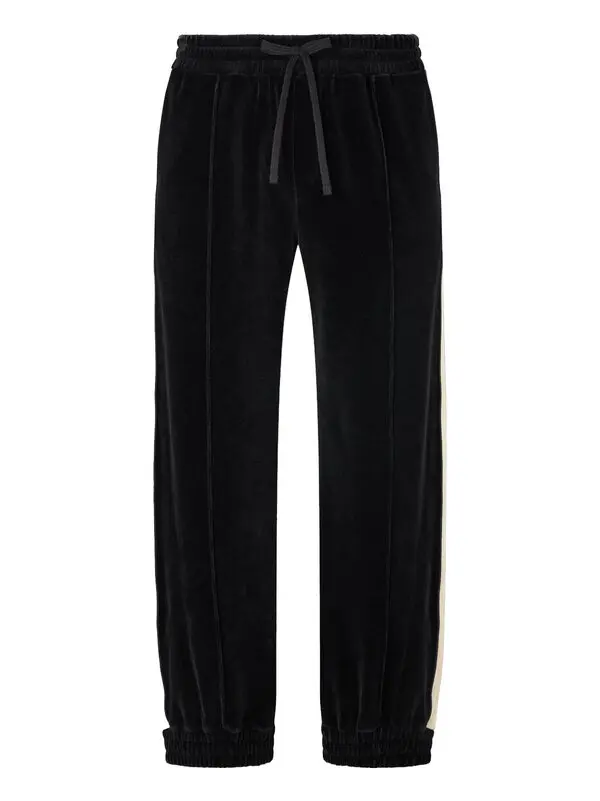 Valentino Garavani Striped Cotton-blend Velvet Sweatpants - Black