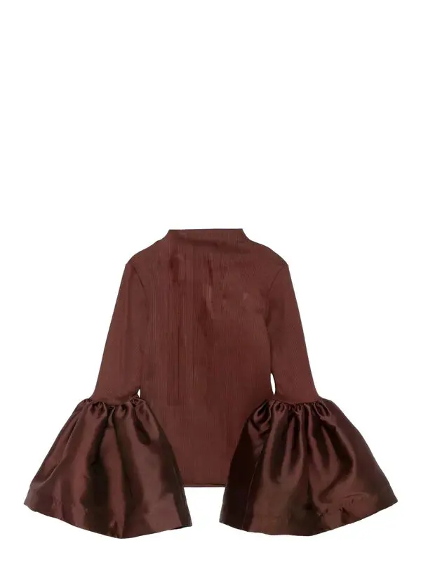 MARQUES' ALMEIDA Turtleneck Top With Puff Sleeves - Brown
