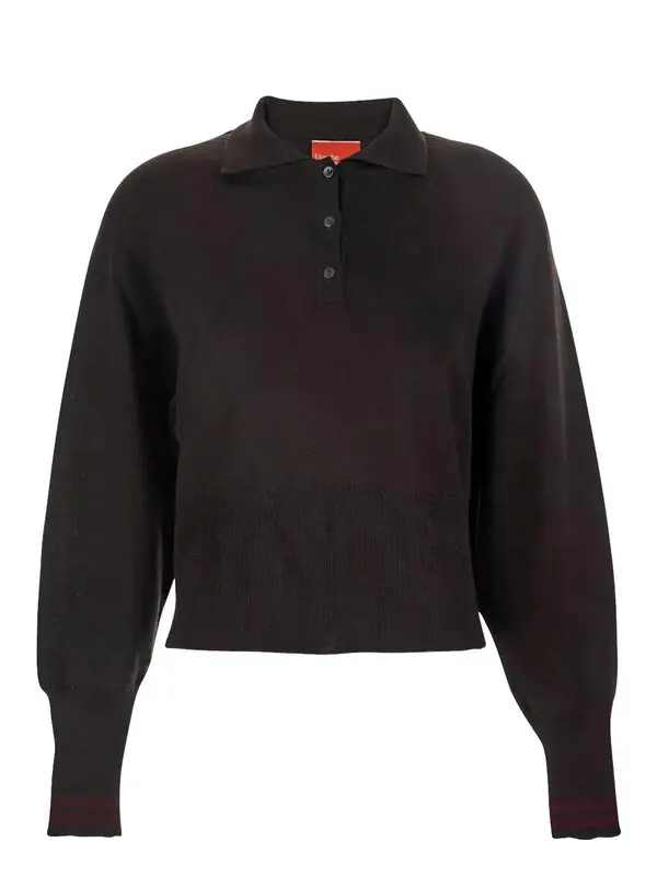 MERCI Long-sleeve Polo Top - Brown