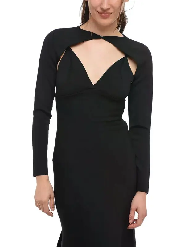 Roland Mouret Detachable-sleeves Midi Dress - Black