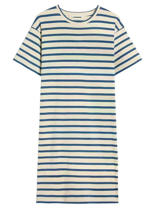 JIL SANDER Striped Cotton Dress - Neutrals