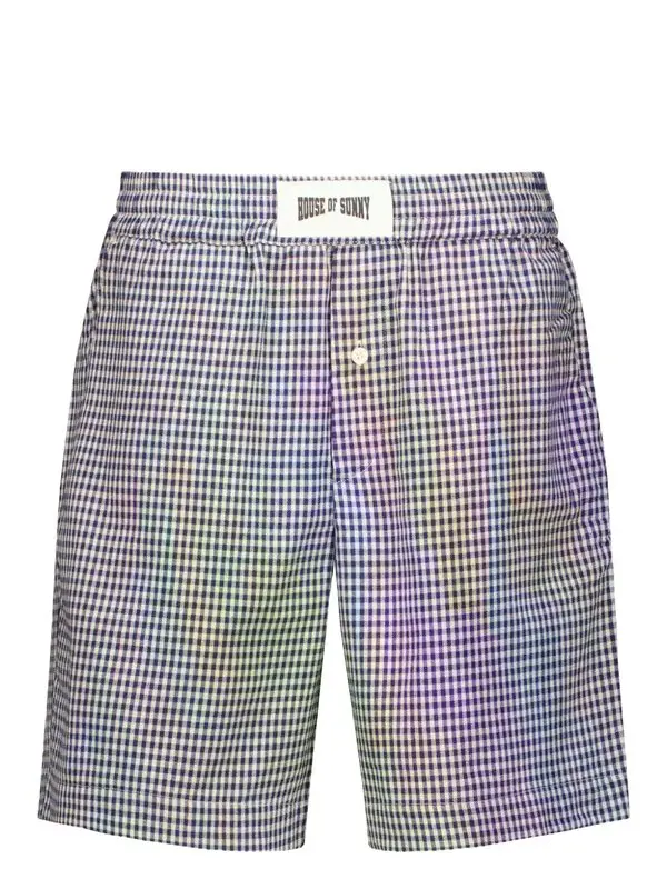 HOUSE OF SUNNY Gingham Patterned Shorts - Blue