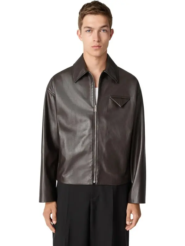 BOTTEGA  VENETA Shiny Leather Blouson - Fondant