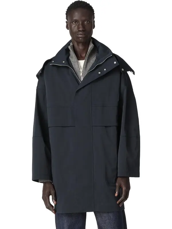 BOTTEGA  VENETA Bonded Tech Wool Hooded Parka - Navy