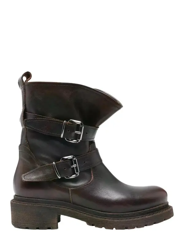 METISSE 45mm Buckle Round-toe Boots - Brown